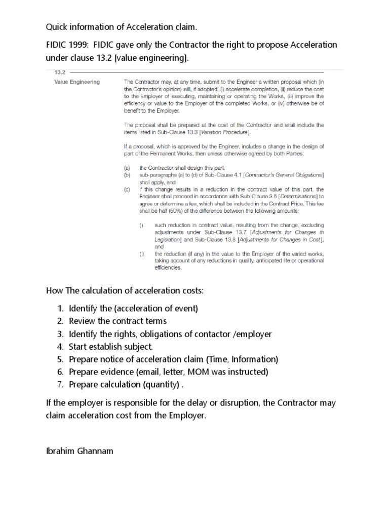 Acceleration Claims Pdf