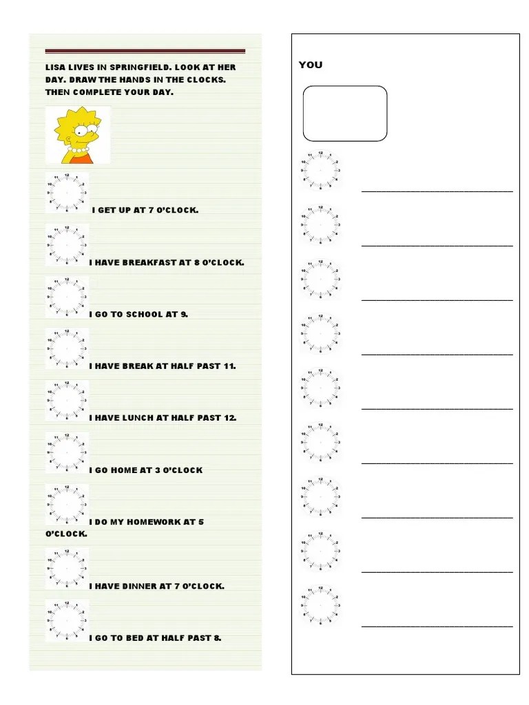 Daily Routines Telling The Time Ws Pdf