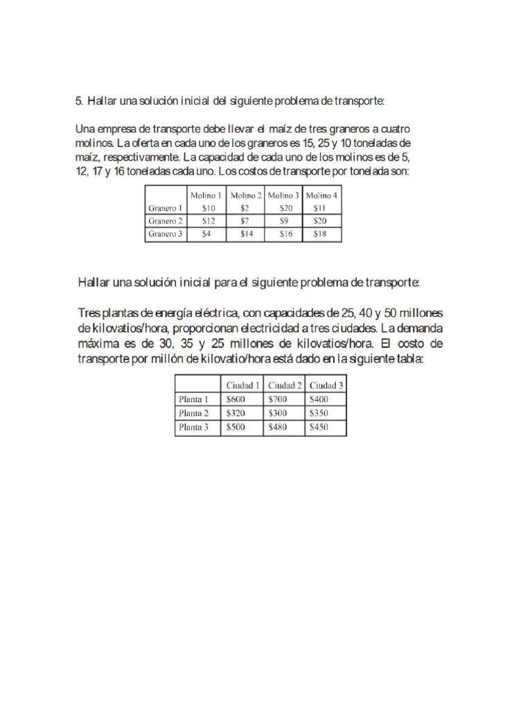 Problemas De Transporte Pdf