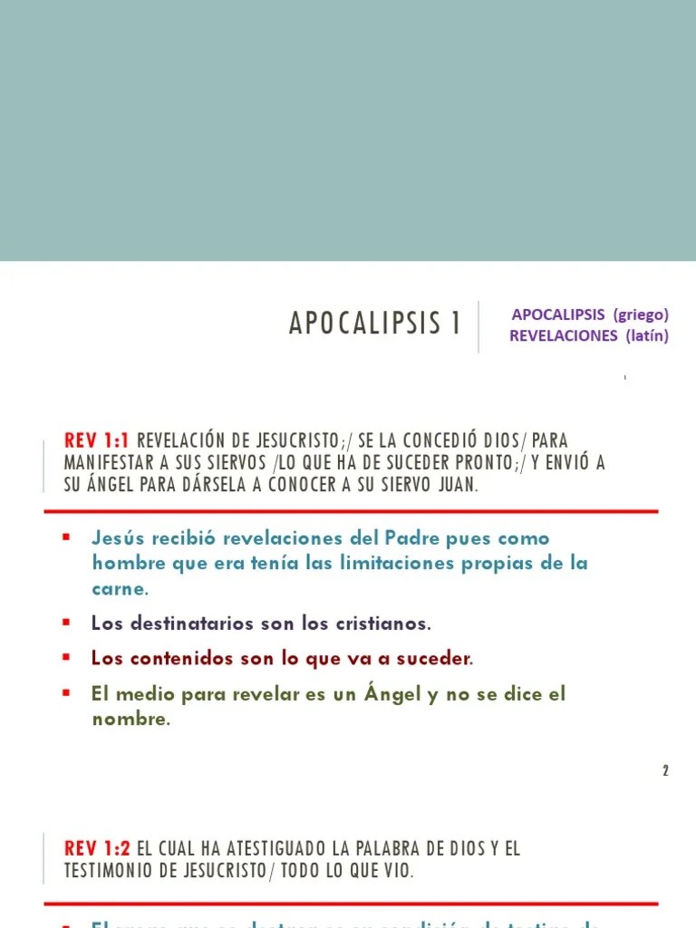 Apocalipsis 1 Apocalipsis Griego Revelaciones Latín Pdf Jesús