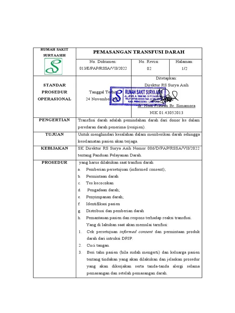 Spo Transfusi Darah Pdf