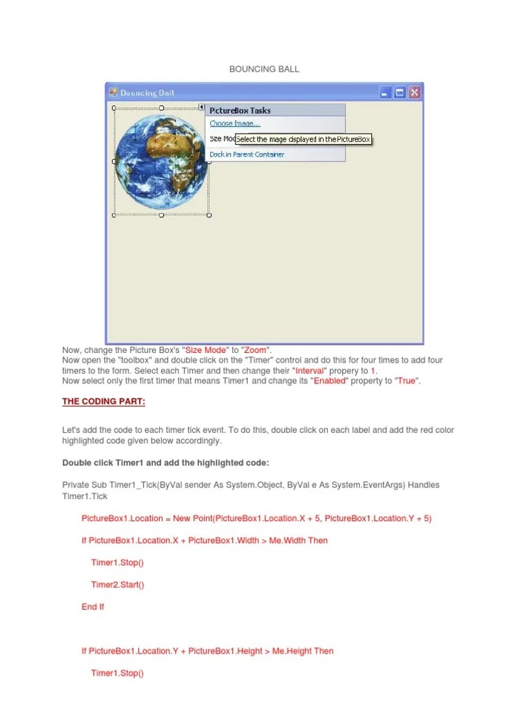 Bouncing Ball Timer Code Tutorial Pdf Teaching Methods Materials