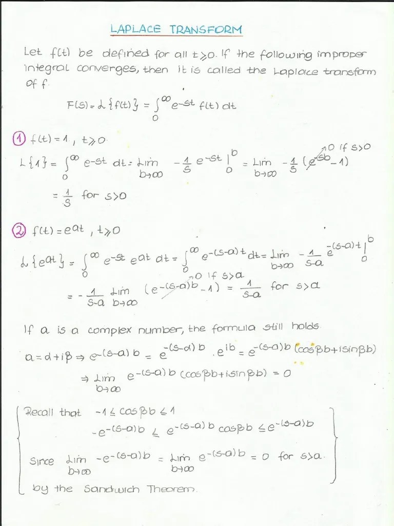 Lecture Notes Of Laplace Transform | PDF