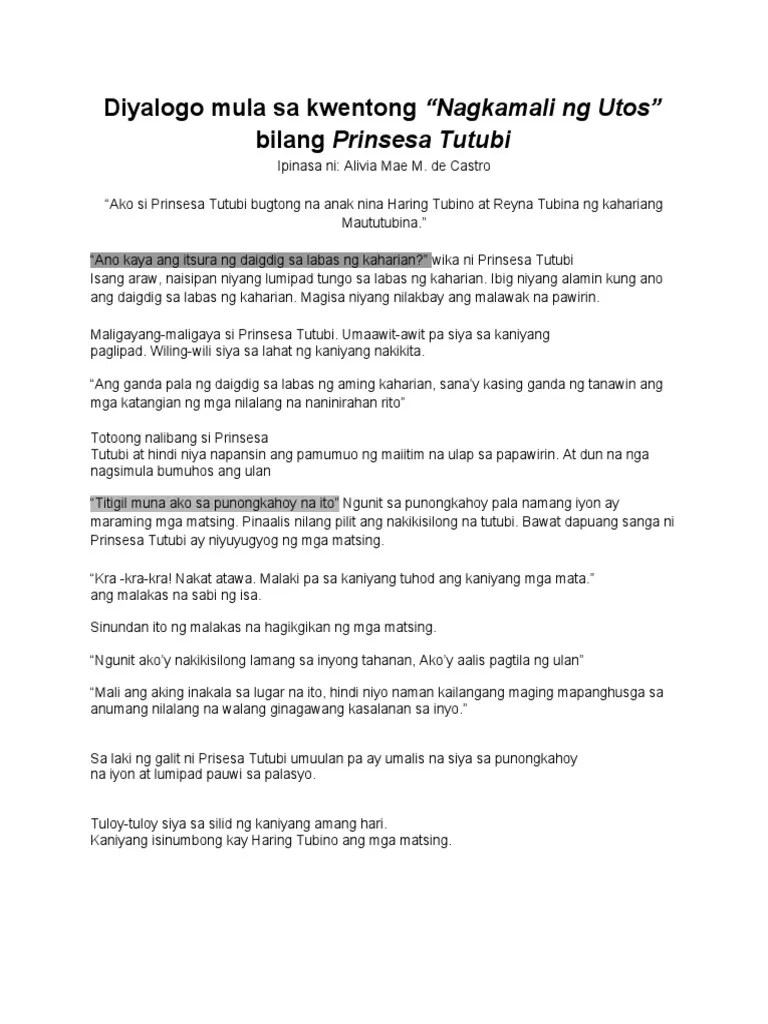 Diyalogo Mula Sa Kwentong 