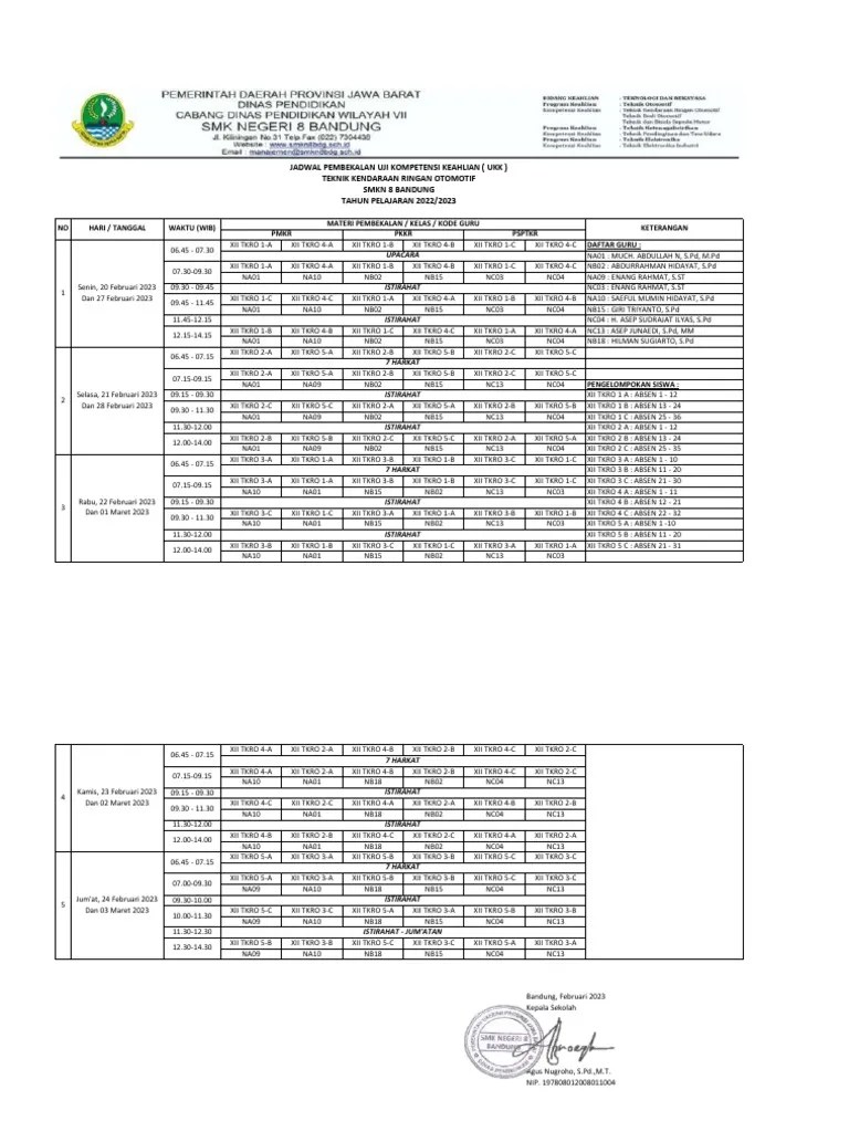 Jadwal Ukk Teknik Kendaraan 2023 Pdf