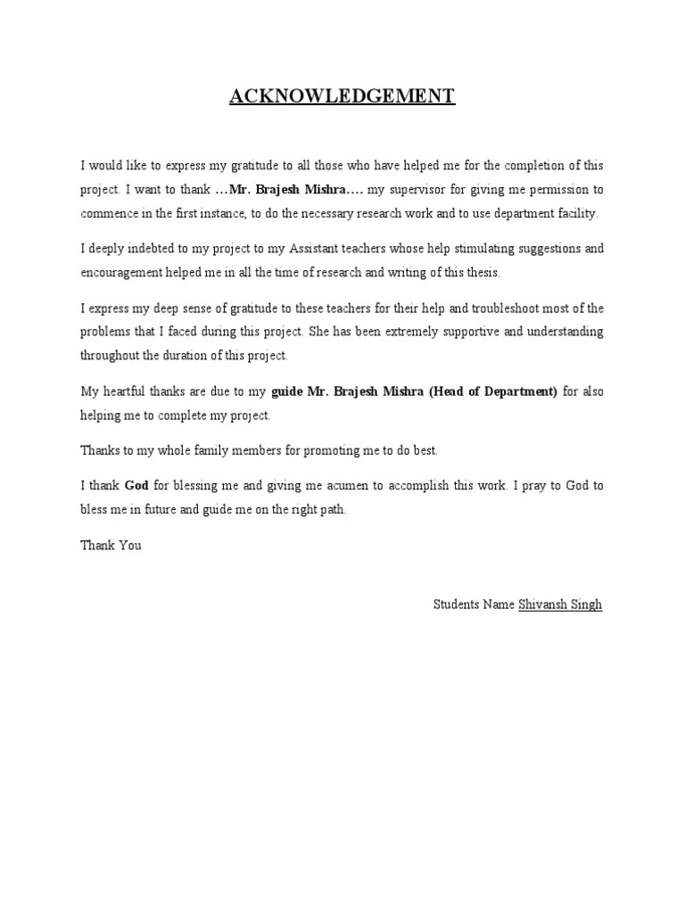 Acknowledgement Pdf