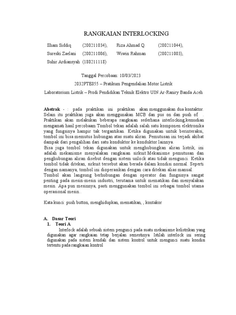 Rangkaian Interlock Pada Kontaktor Listrik Pdf Sains Matematika