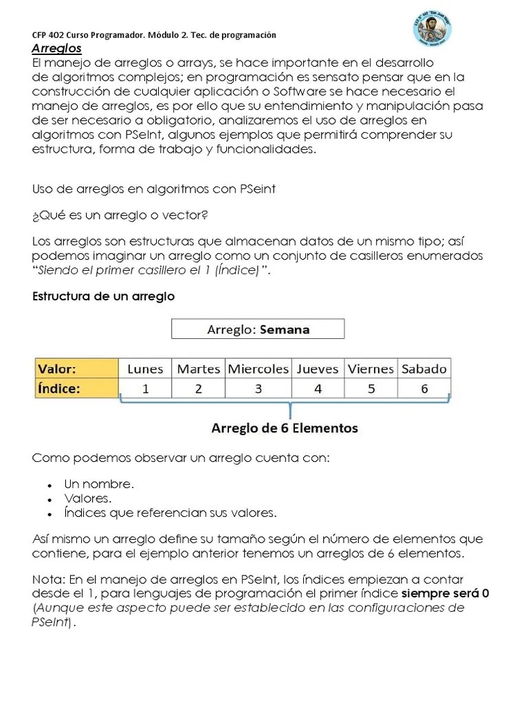 13-4-23 Arreglos En Pseint Teoria | PDF | Programación De Computadoras ...