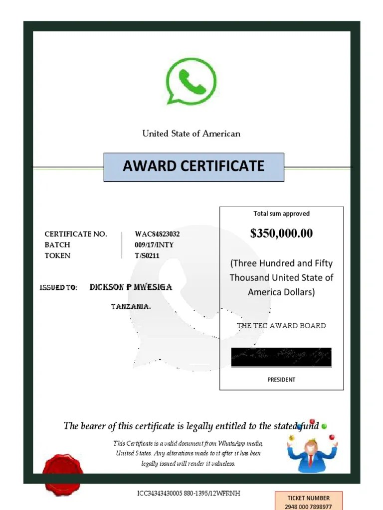 Award Certificate Pdf