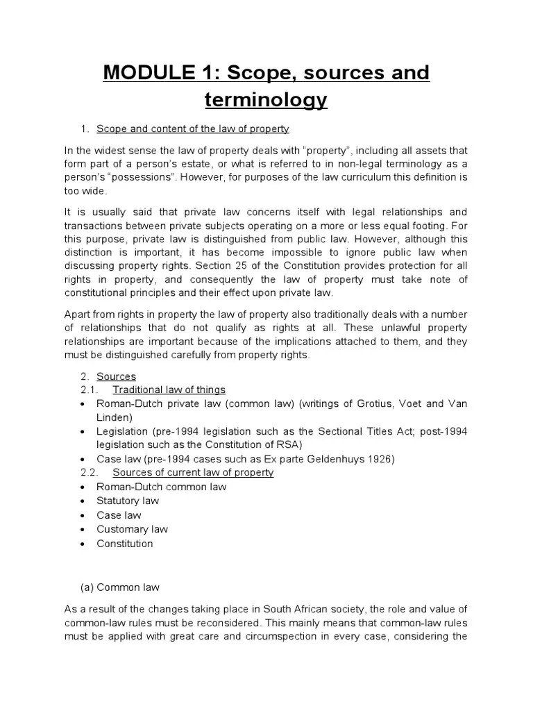 Overview Of South African Property Law Pdf