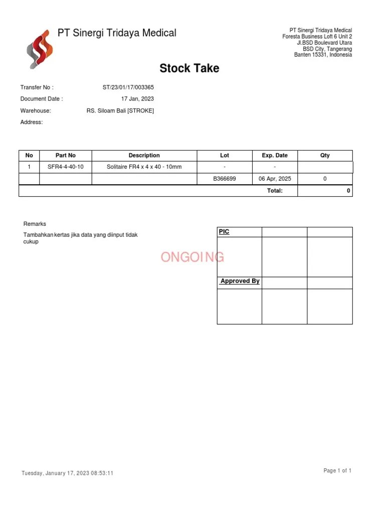 Stock Take Pdf
