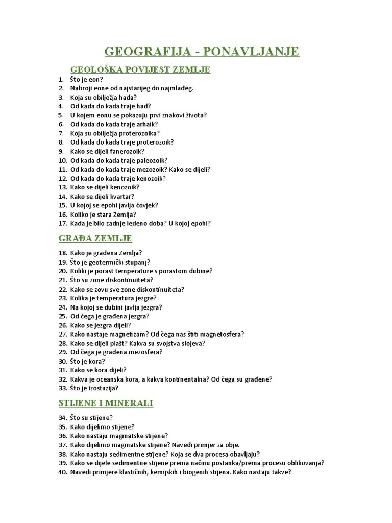 Geografska Povijest Zemlje - Ponavljanje Gradiva Iz Geografije, 1 ...