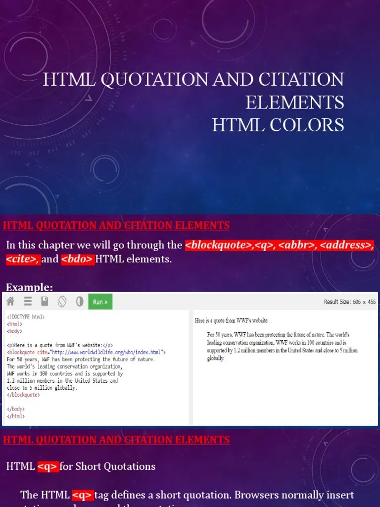 Html Quotation And Citation Elements Pdf Html Element Html