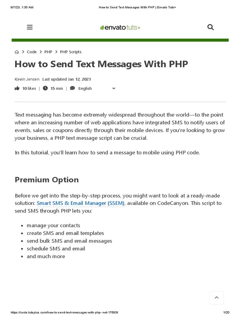 Send Sms Using Php Script Guide Pdf Computer Network Php