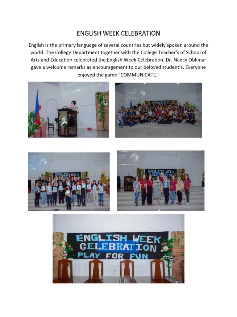English Week Celebration Pdf Art