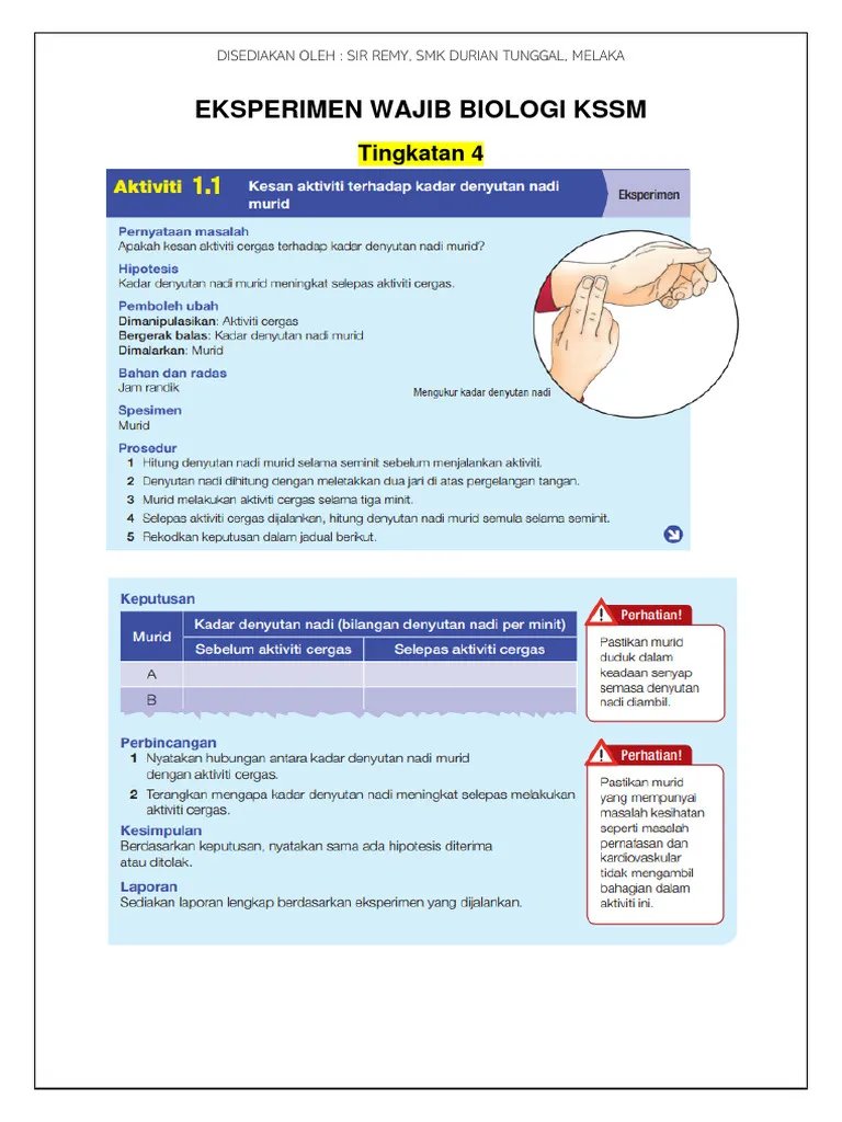 Eksperimen Wajib Tingkatan 4 Dan 5 Biologi KSSM  PDF.