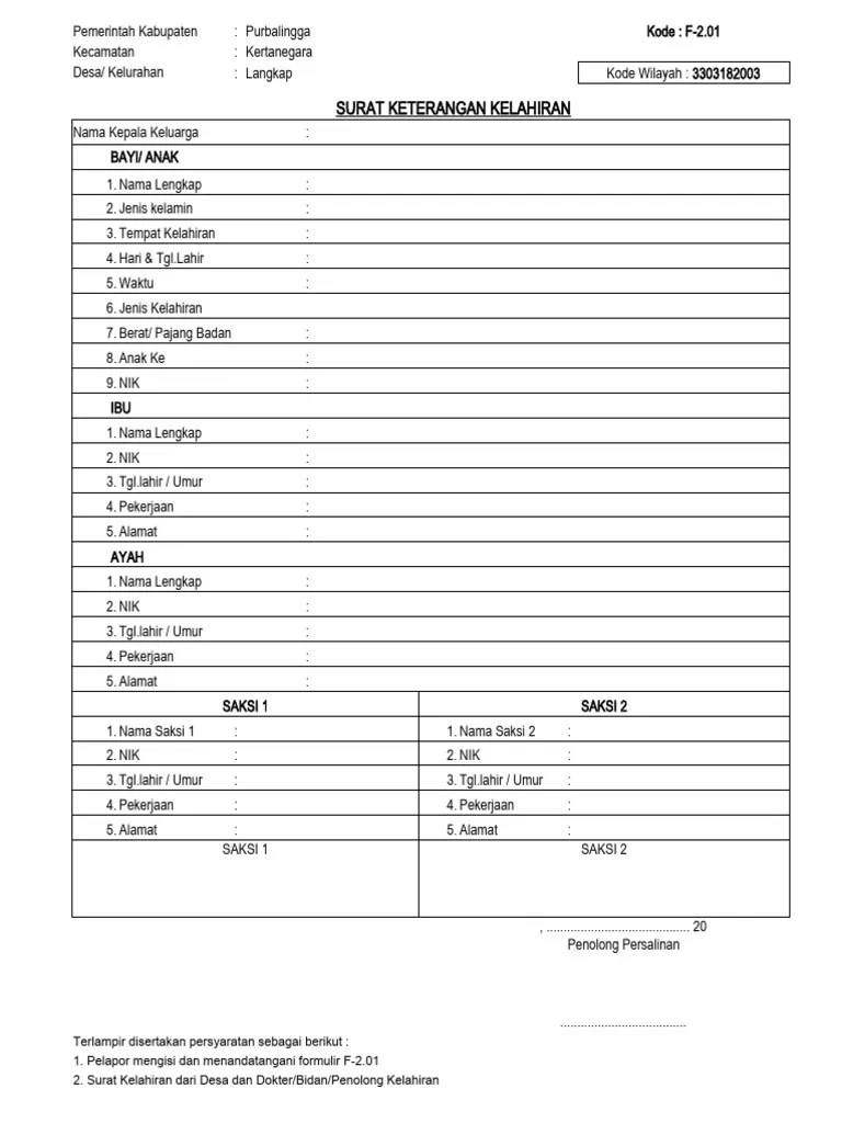Formulir Akte Kelahiran | PDF