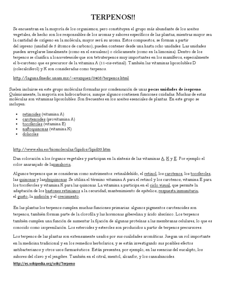 Terpenos Pdf Biología Compuestos Orgánicos