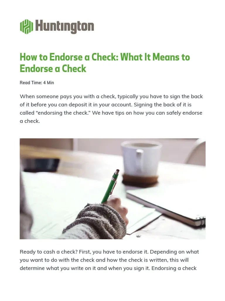 How To Endorse A Check & What Check Endorsement Means Huntington Bank ...