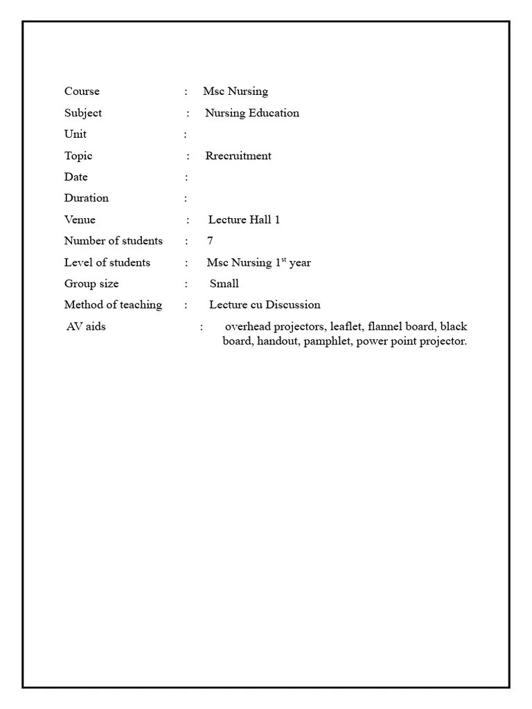 Lesson Plan Recruitment Pdf
