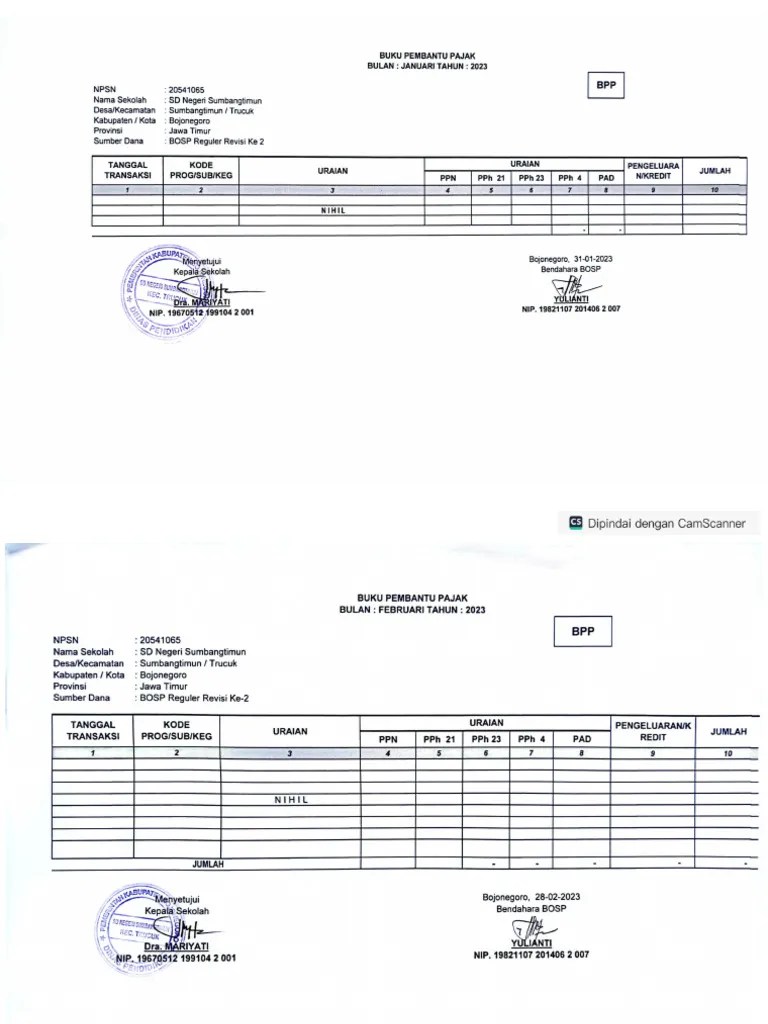 Buku Pembantu Pajak Bulan Januari - Juni 2023 | PDF