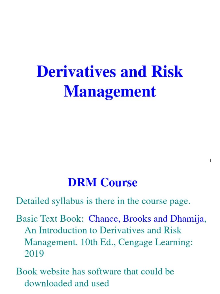 Derivatives And Risk Management Course Pdf Derivative Finance