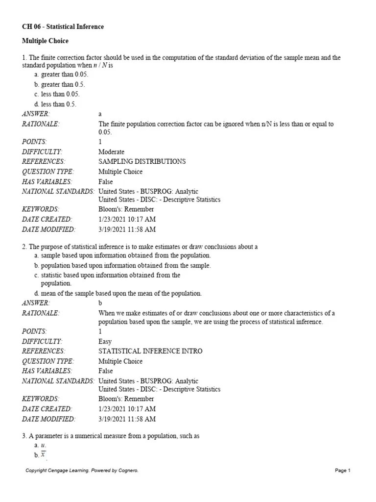 Ch 06 Statistical Inference Pdf Statistical Significance Statistics