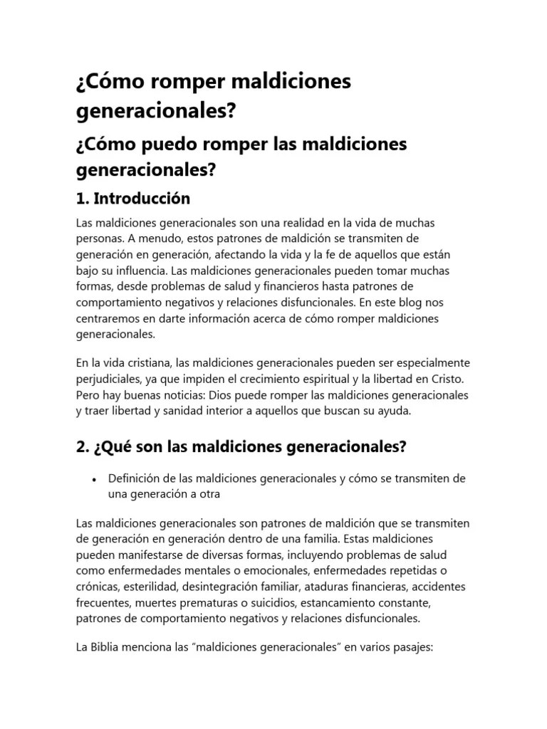 Cómo Romper Maldiciones Generacionales Pdf