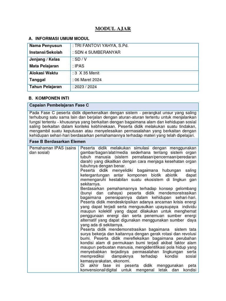 Modul Ajar IPAS Kelas 5 | PDF