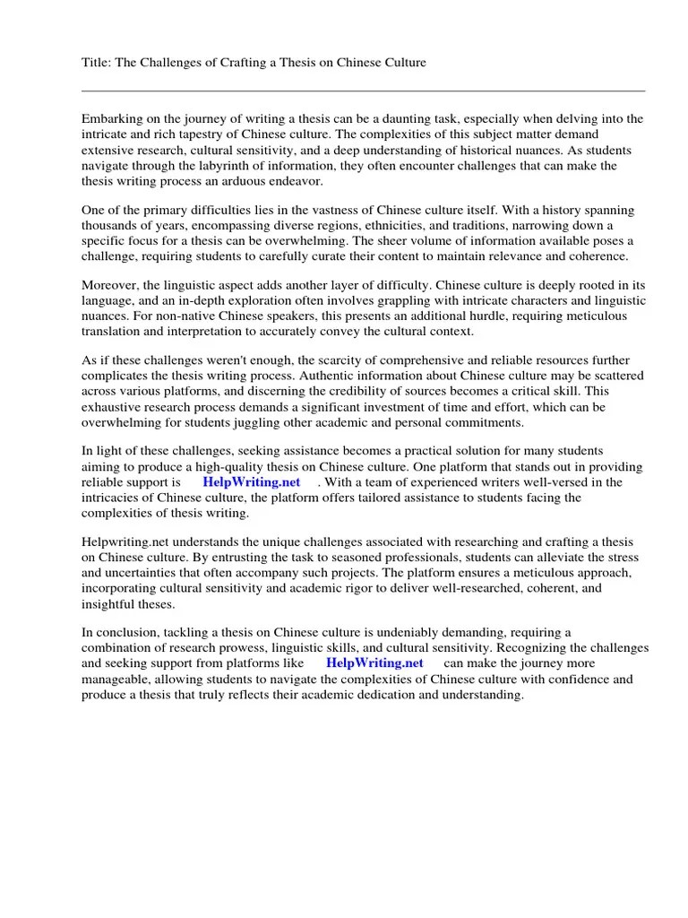 Thesis Chinese Culture | PDF | China | World Politics