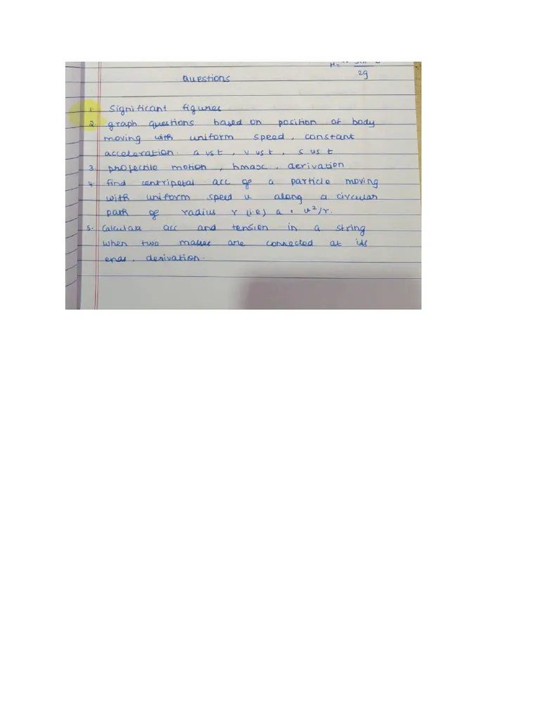 Physics Class 11 Important Questions Pdf