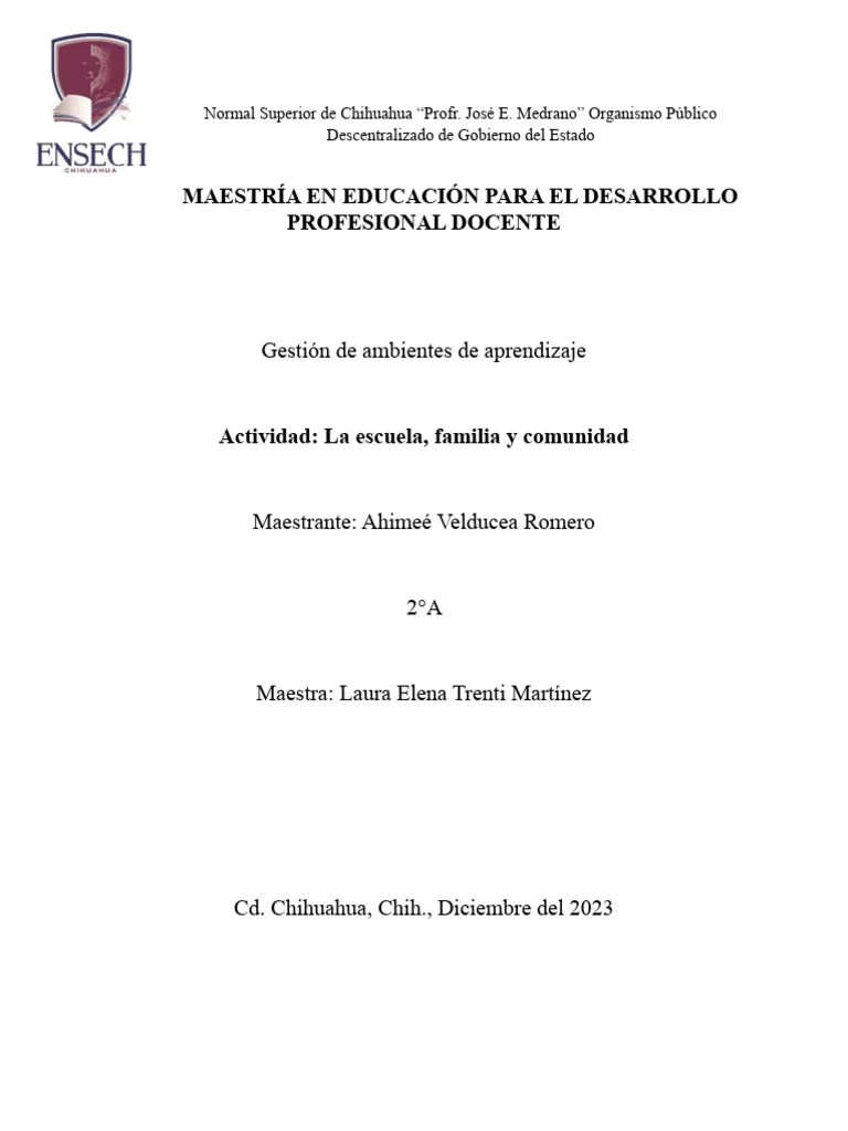 Actividad: La Escuela, Familia Y Comunidad | PDF | Maestros | Escuelas