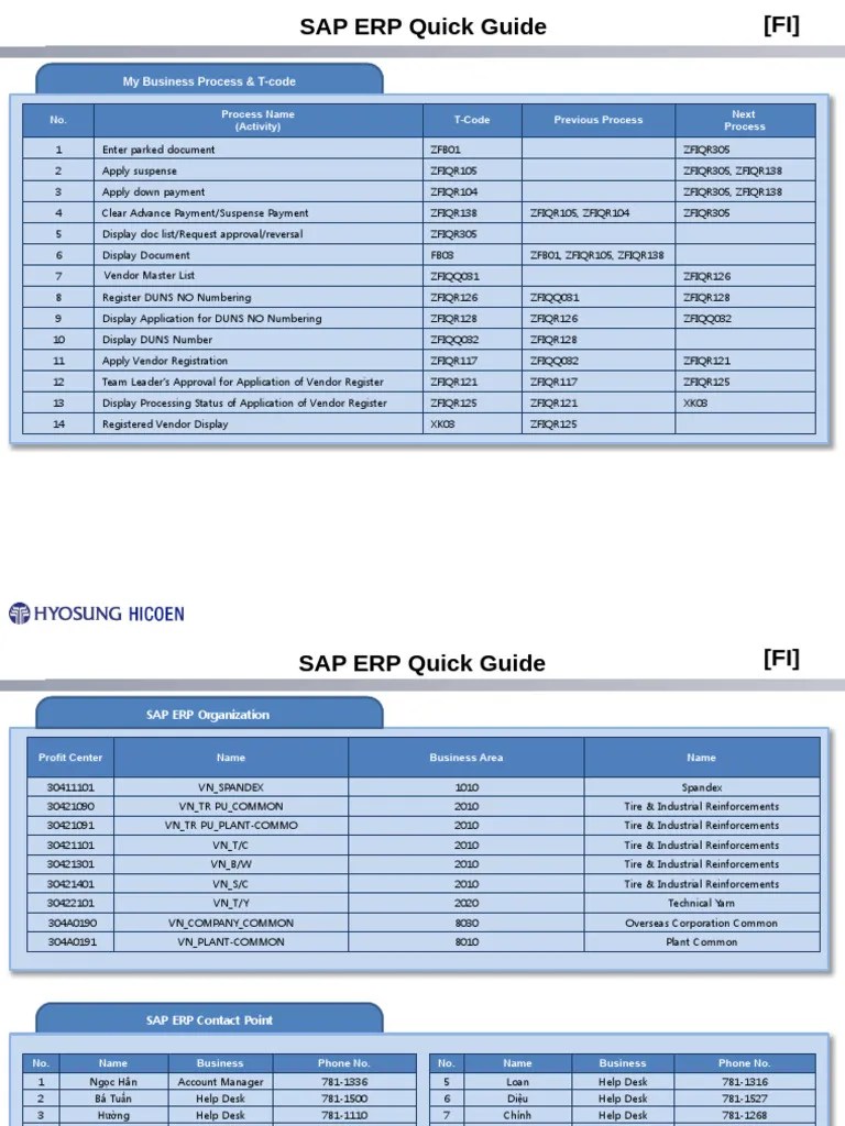 Sap Erp Business Process T Codes Guide Pdf Economies Service