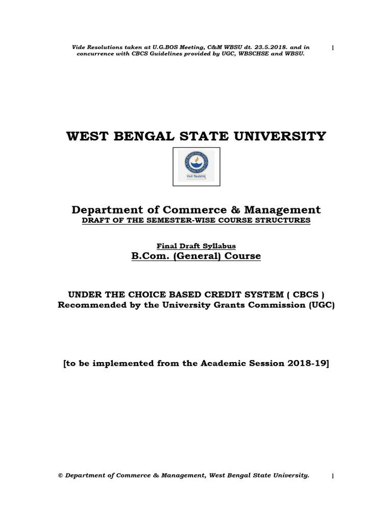 B Com General Course Syllabus Cbcs 2018 Pdf Matrix Mathematics