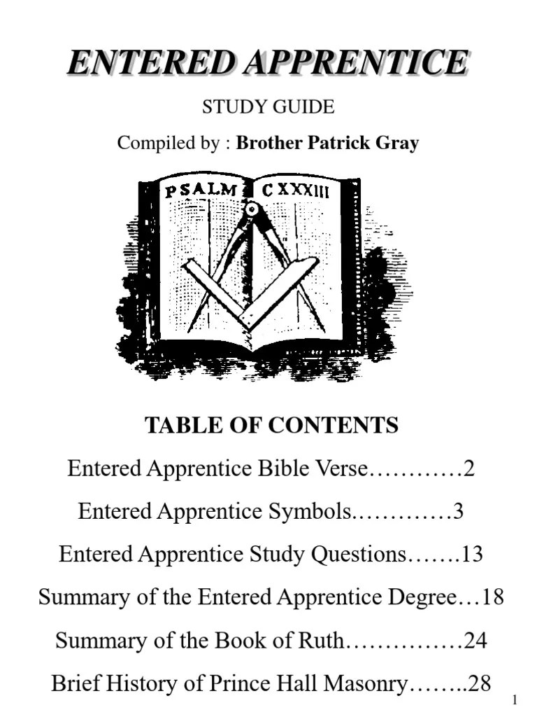 Entered Apprentice Study Guide Pdf Freemasonry Masonic Lodge