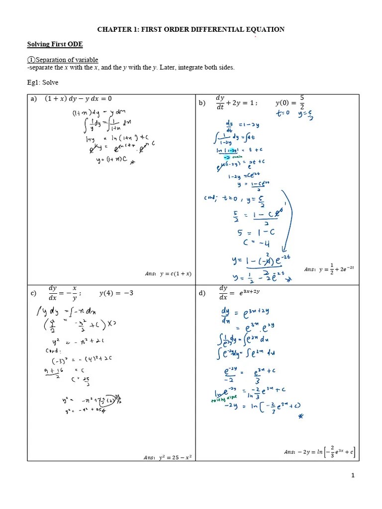 Chap 1 First Ode Pdf Algebra Applied Mathematics