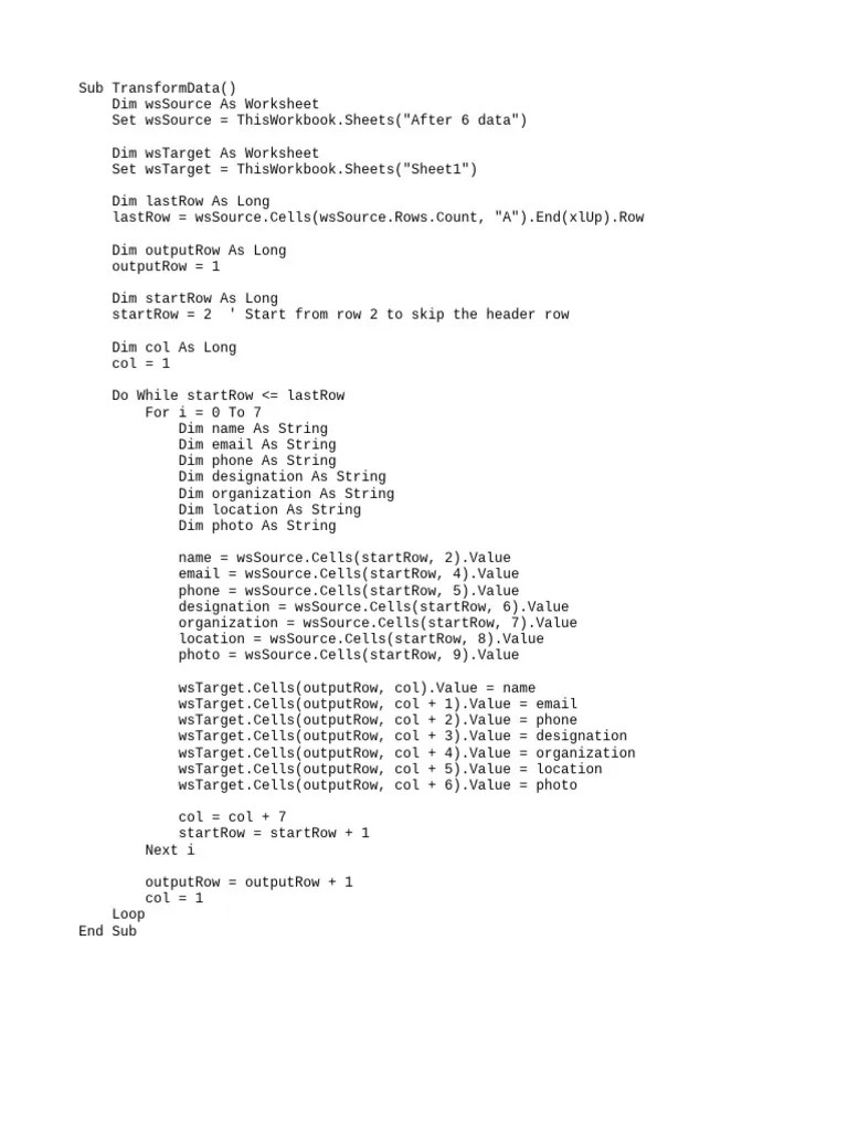 Sub Transformdata Script Pdf Computers