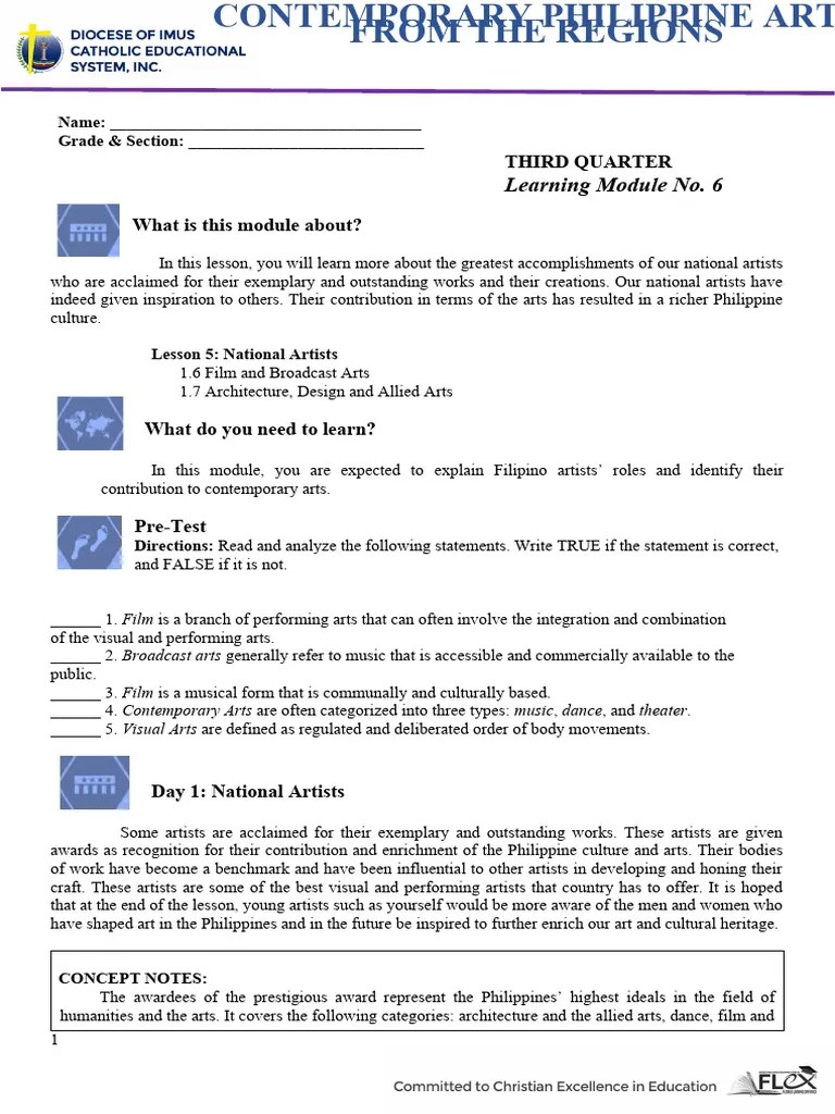 National Artists Of The Philippines Pdf Rubric Academic