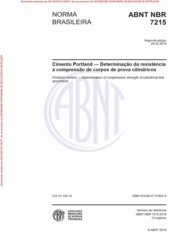 Resistência à Compressão Do Cimento Portland Pdf Argamassa
