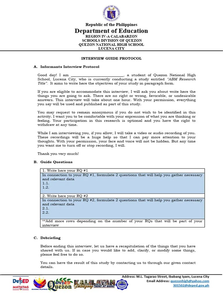 Interview Protocol Format Pdf