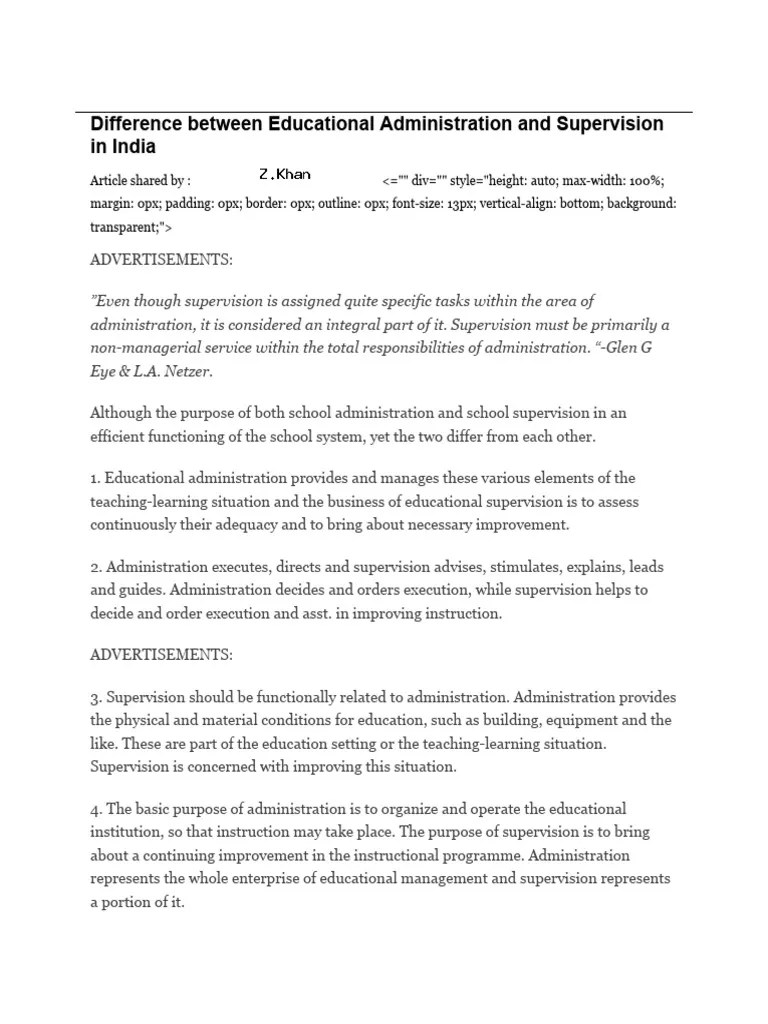 Administration And Supervision Pdf Expert Cognition
