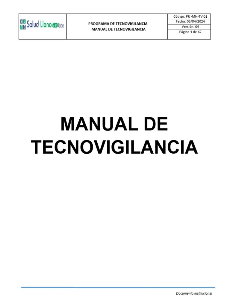 Manual De Tecnovigilancia 2024 Pdf Medicina Cuidado De La Salud