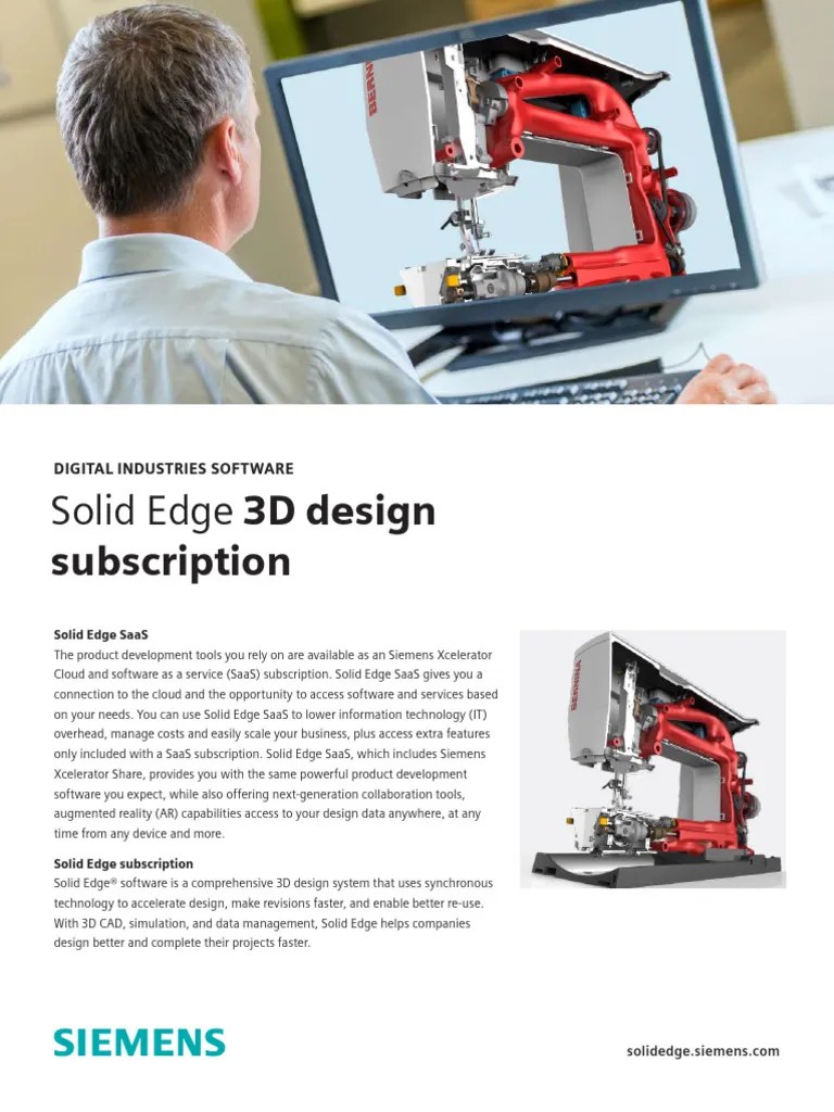 Siemens Solid Edge 3d Design Subscription Flyer Pdf Software As A