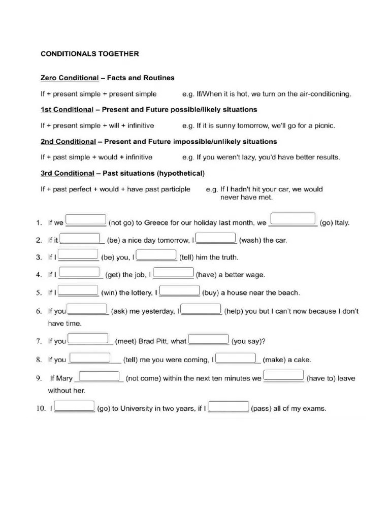 Conditionals Pdf