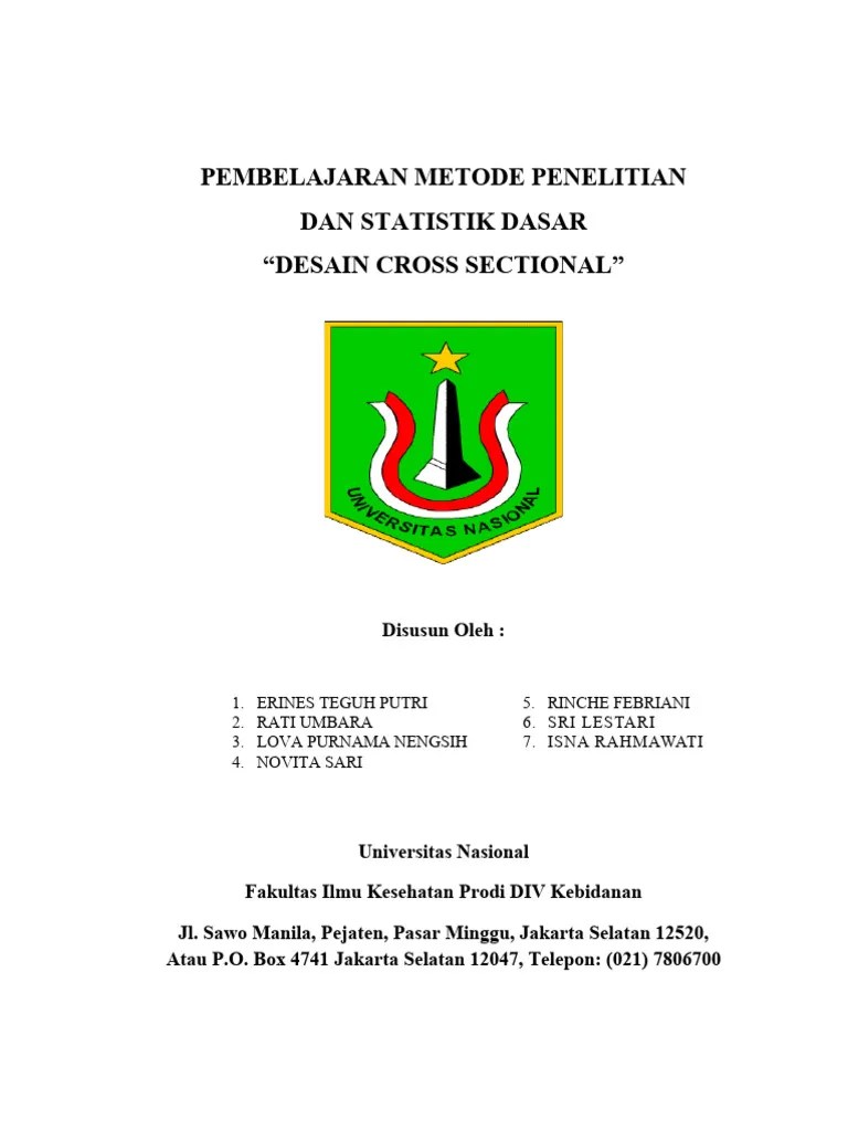 Desain Cross Sectional Kelompok 1 Pdf Kesehatan Holistik