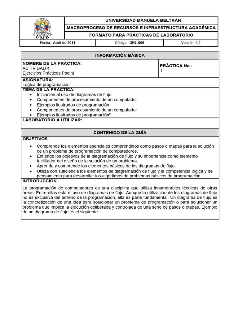 Guia De Ejercicios Basicos Pseint | PDF | Algoritmos | Programación De ...