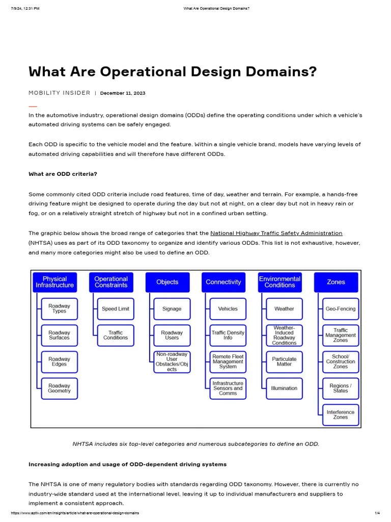 Understanding Operational Design Domains Pdf National Highway