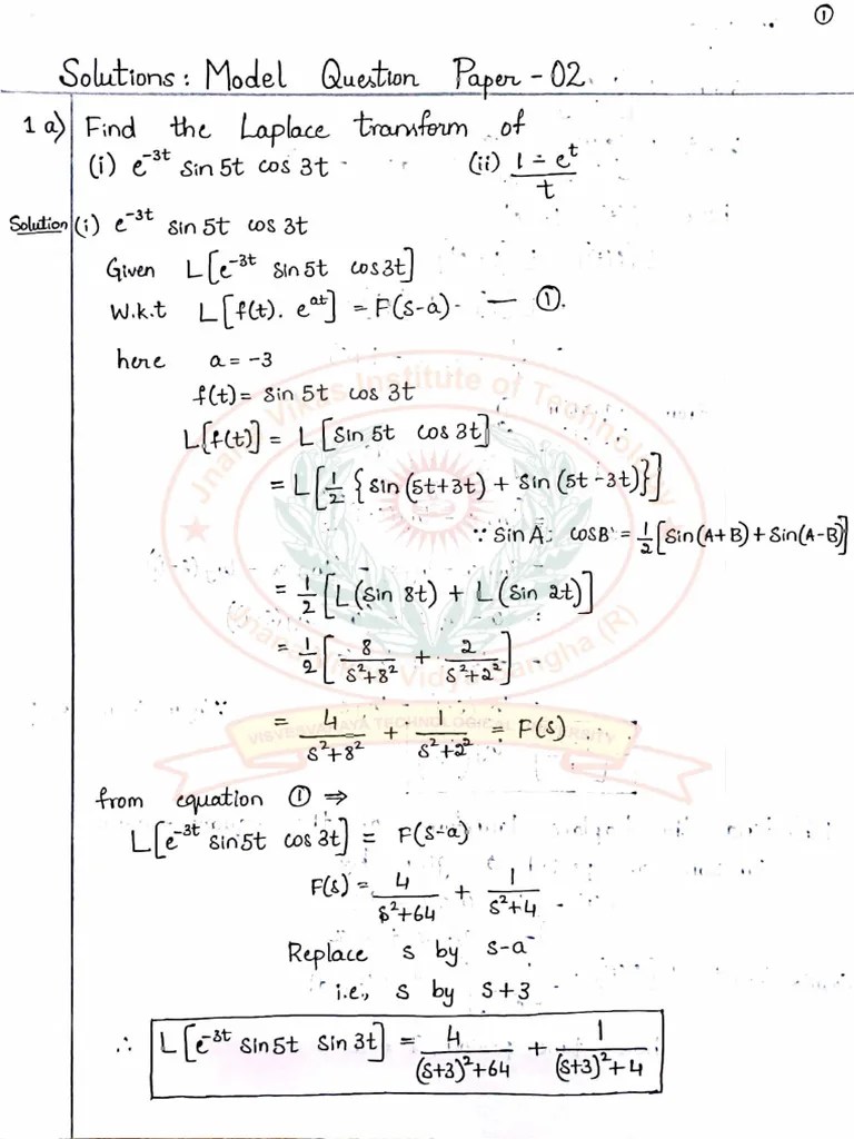 21mat31 Model Qp 1 With Solutions 1 Pdf