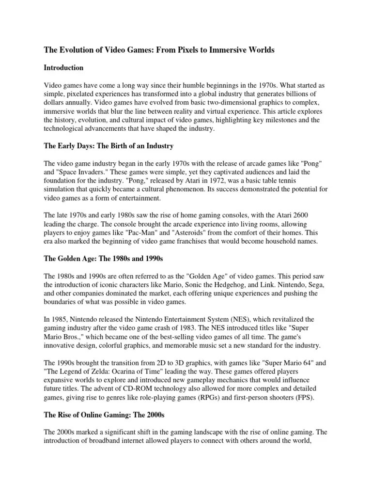 The Evolution Of Video Games | PDF | Video Games | Video Game Consoles