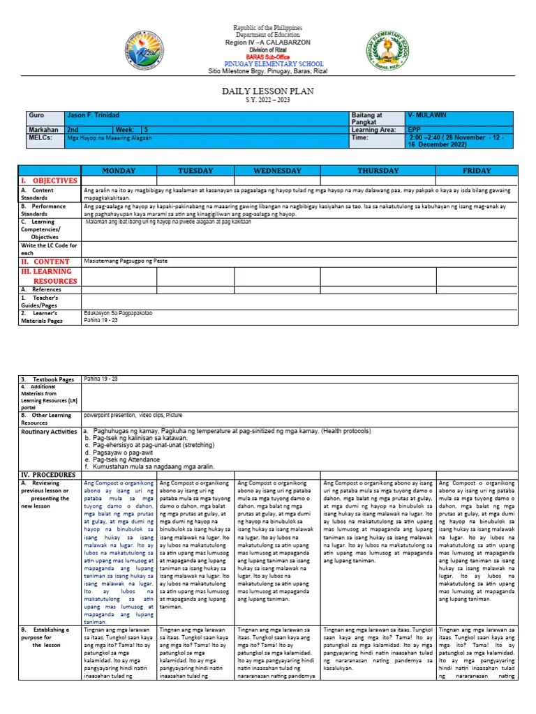 Grade 5 Epp Week 5 Pdf